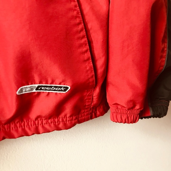 Reebok | Jackets & Coats | Reebok Windbreaker Red Black Vintage Full ...